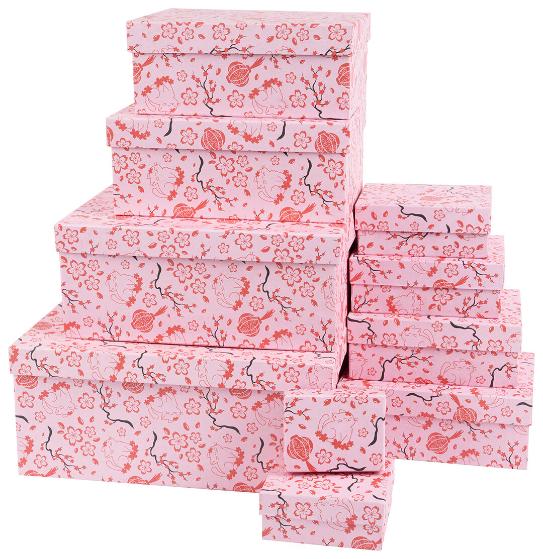 Набор коробок Нежные котики, Розовый, 33*20*13 см, 10 шт.