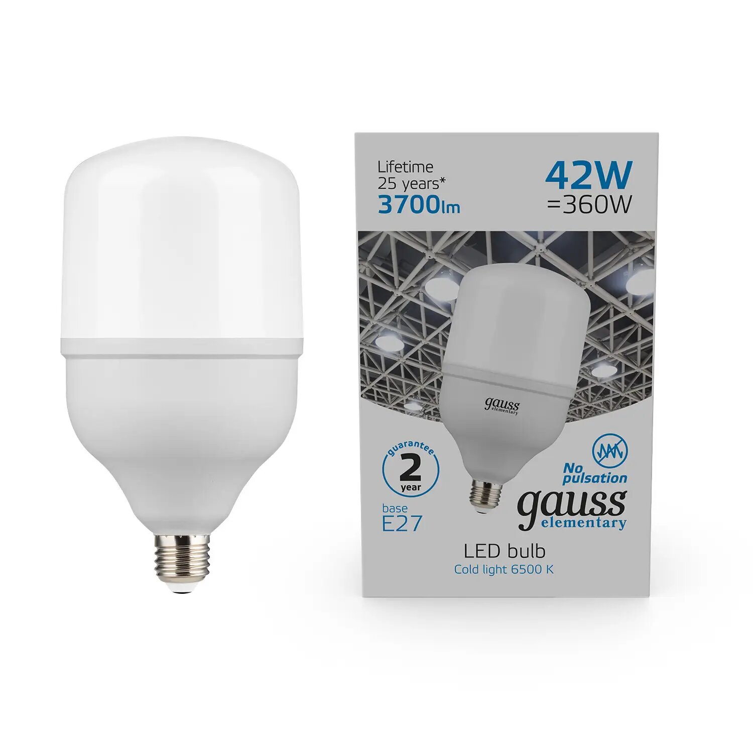 Лампа Gauss Elementary T120 42W 3700lm 6500K E27 LED 1/12