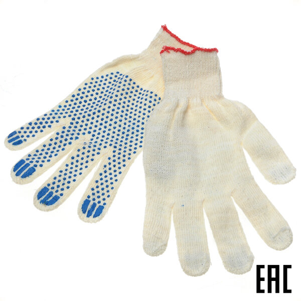 Перчатки ПЕР082 трикотажные с полимерным покрытием 3 нити класс 10 (22 шт. в комплекте)