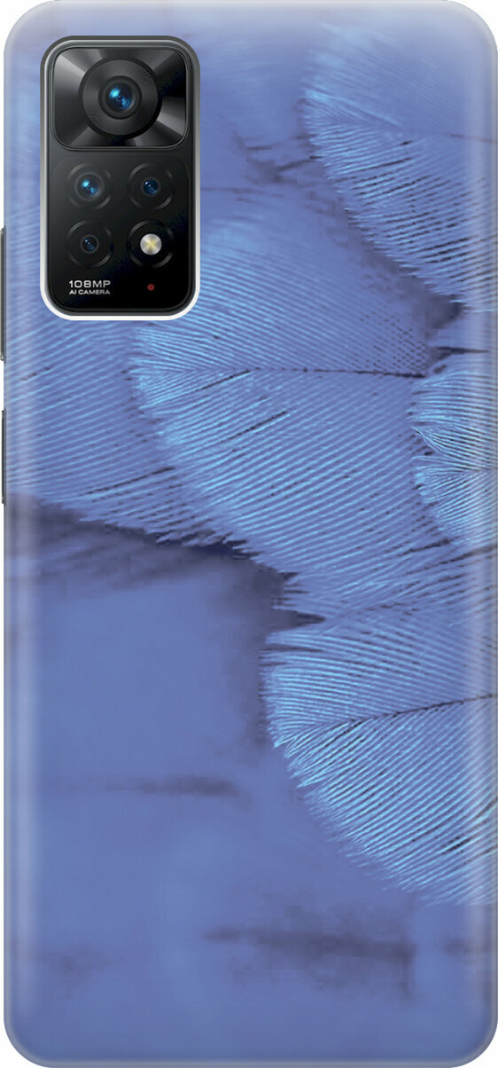 Силиконовый чехол Голубые перья на Xiaomi Redmi Note 11 Pro / Сяоми Редми Ноут 11 Про