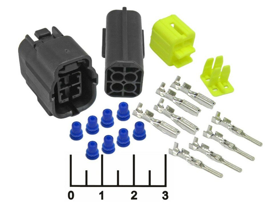 Разъем 4pin в комплекте 2мм влагозащищенный DJ70414Y-2-21/11 (20AWG)