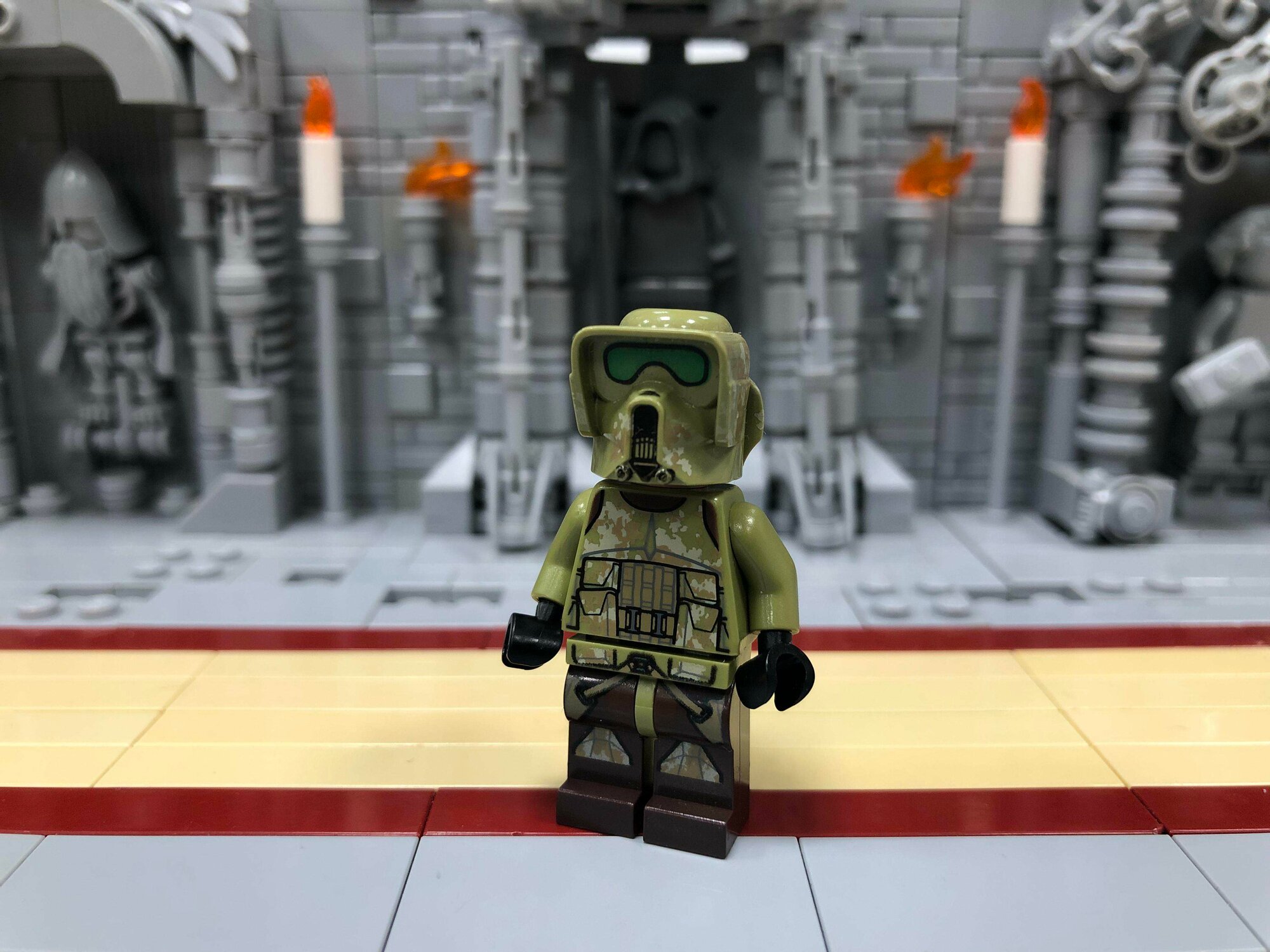 Минифигурка Lego sw0518 Clone Scout Trooper, 41st Elite Corps (Phase 2) - Kashyyyk Camouflage, Scowl