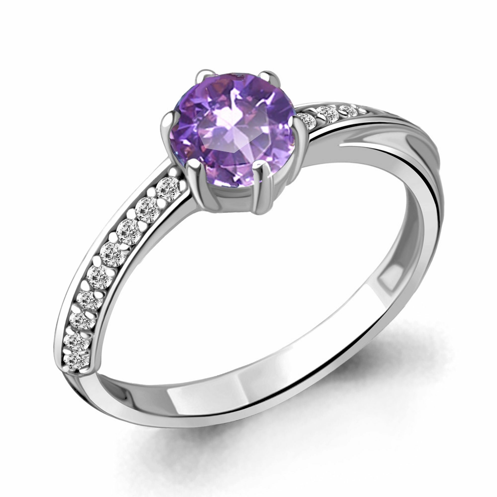 Кольцо, серебро, 925 проба, родирование, фианит, улексит