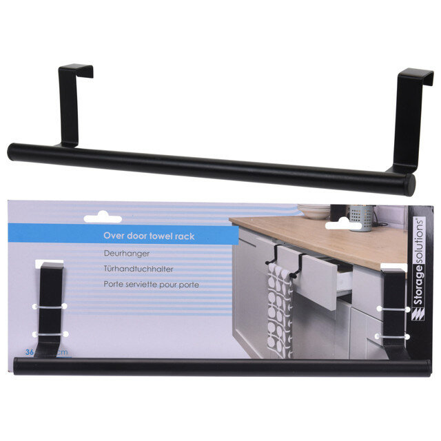 Вешалка-рейлинг для крепления на дверь KOOPMAN 36 см, металл, черный