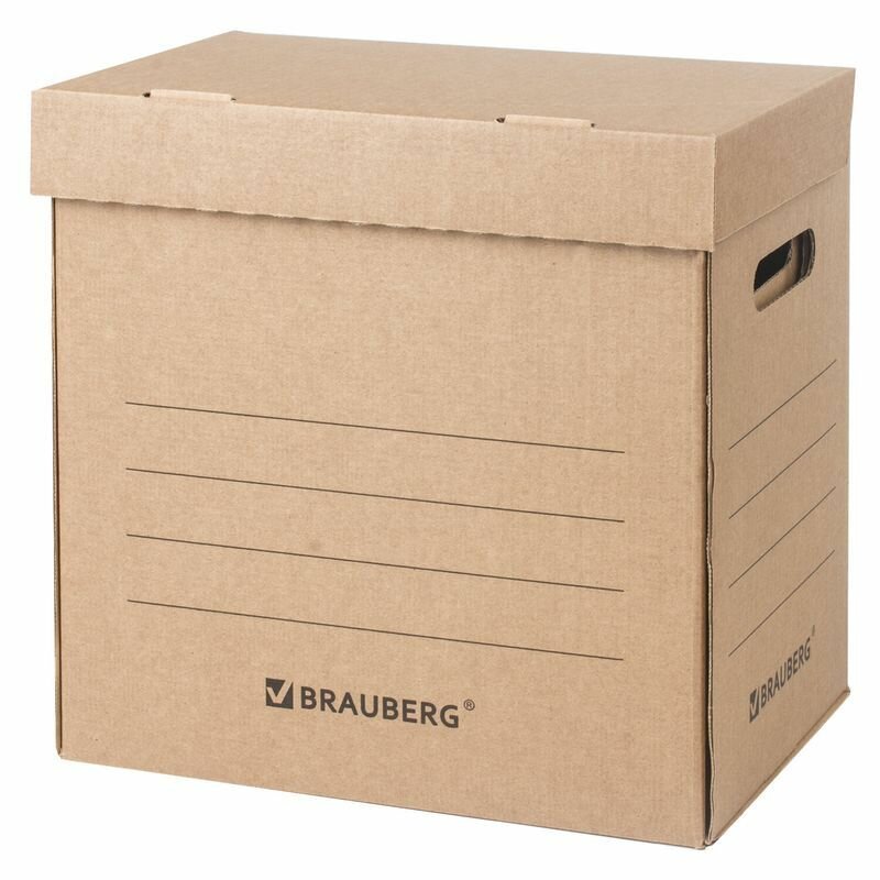 Короб архивный "Делопроизводство" (325х235х325мм), с крышкой, гофрокартон, BRAUBERG