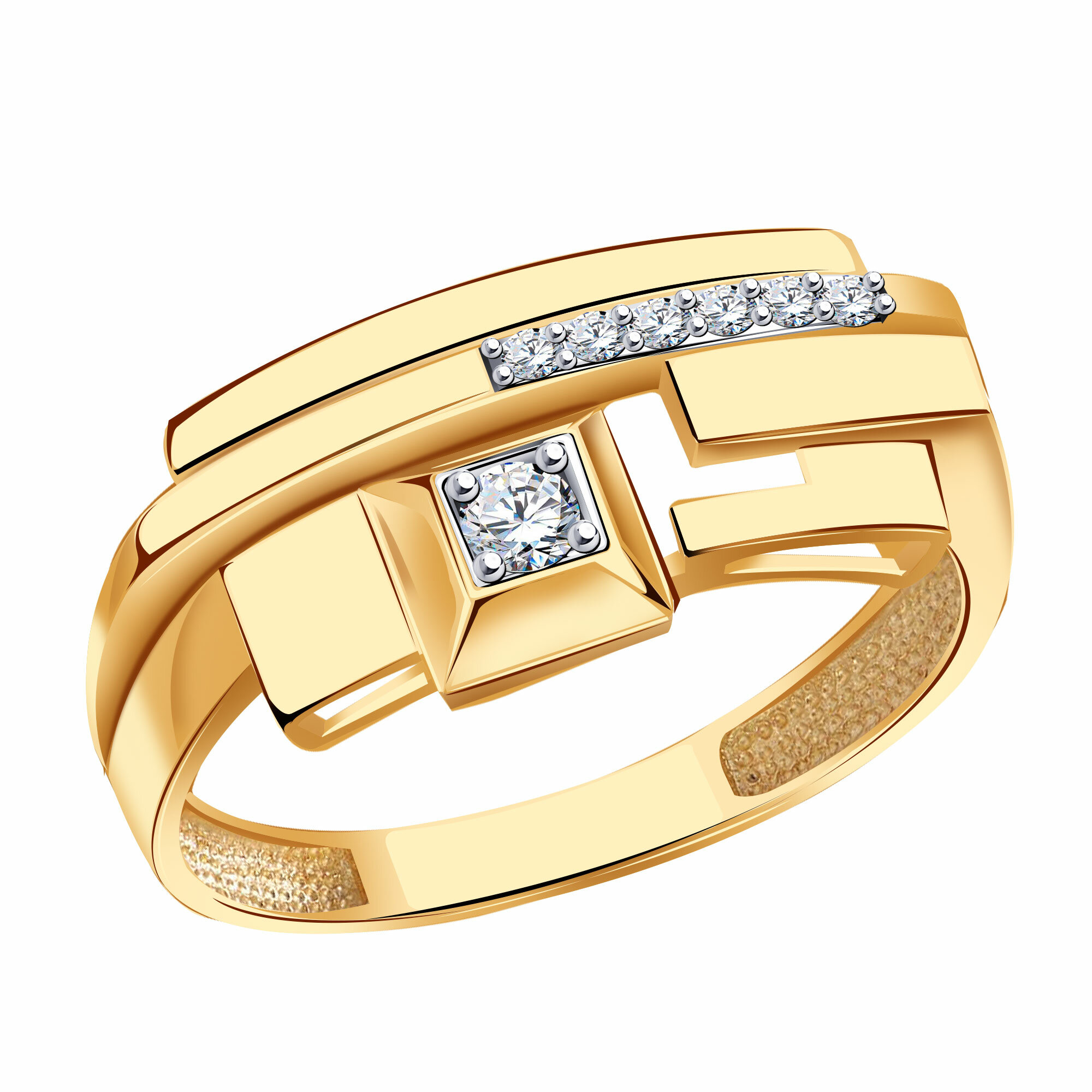 Кольцо, красное золото, 585 проба, фианит