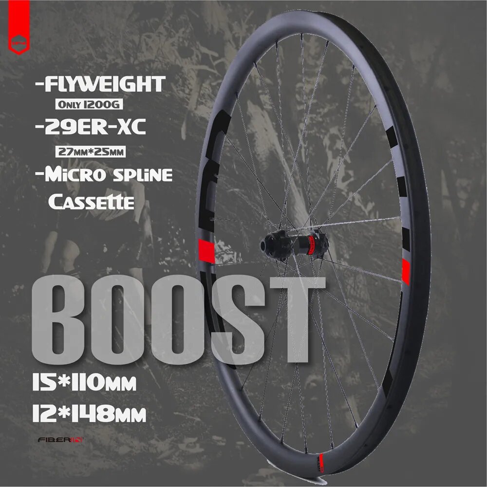 Fiberin FIM-Flyweight MTB Колеса 29 дюймов углеродные 30mm Width, Glossy Finished, XD, 6 Bolts