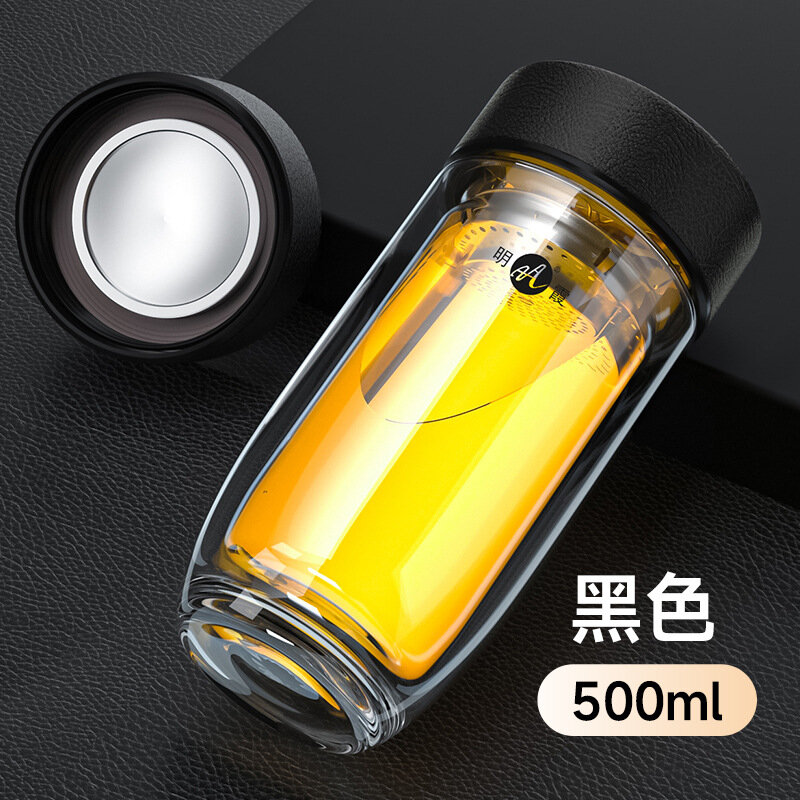 Двухслойная стеклянная чашка Mingxia из высокого боросиликата, чашка в форме гусиного яйца с фильтром, чайная чашка, подарок для мужчин, оптовая продажа