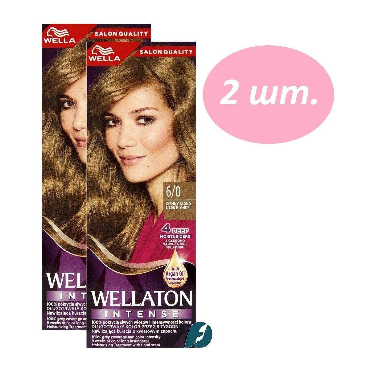 Wella WELLATON 6/0 Cтойкая крем-краска для волос - Светлый каштан, 110 мл - 2 шт.