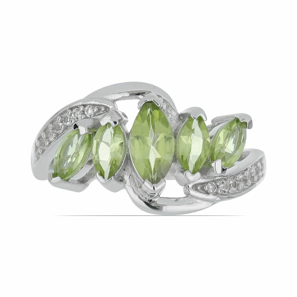 Кольцо, серебро, 925 проба, родирование, перидот