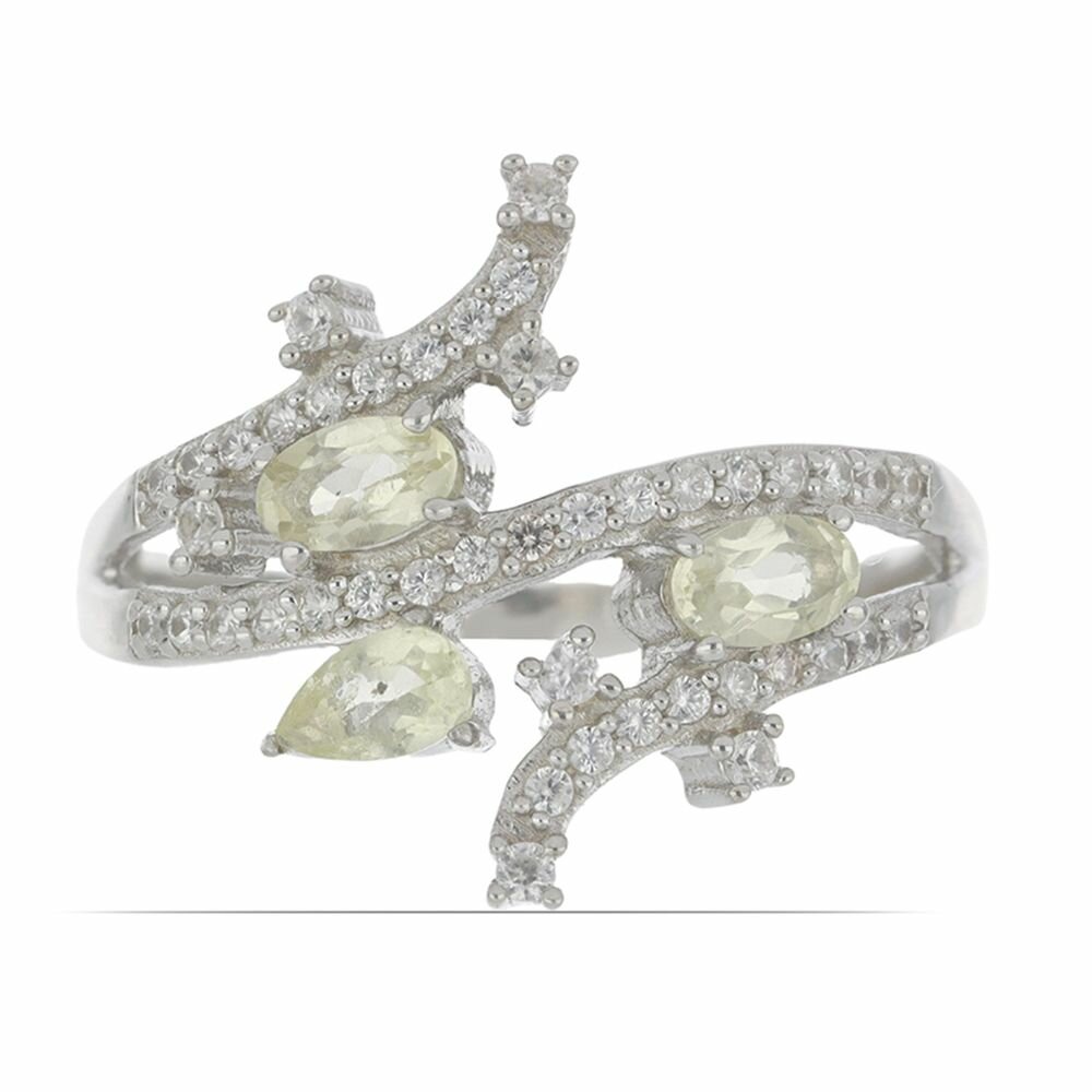 Кольцо, серебро, 925 проба, родирование, топаз, циркон