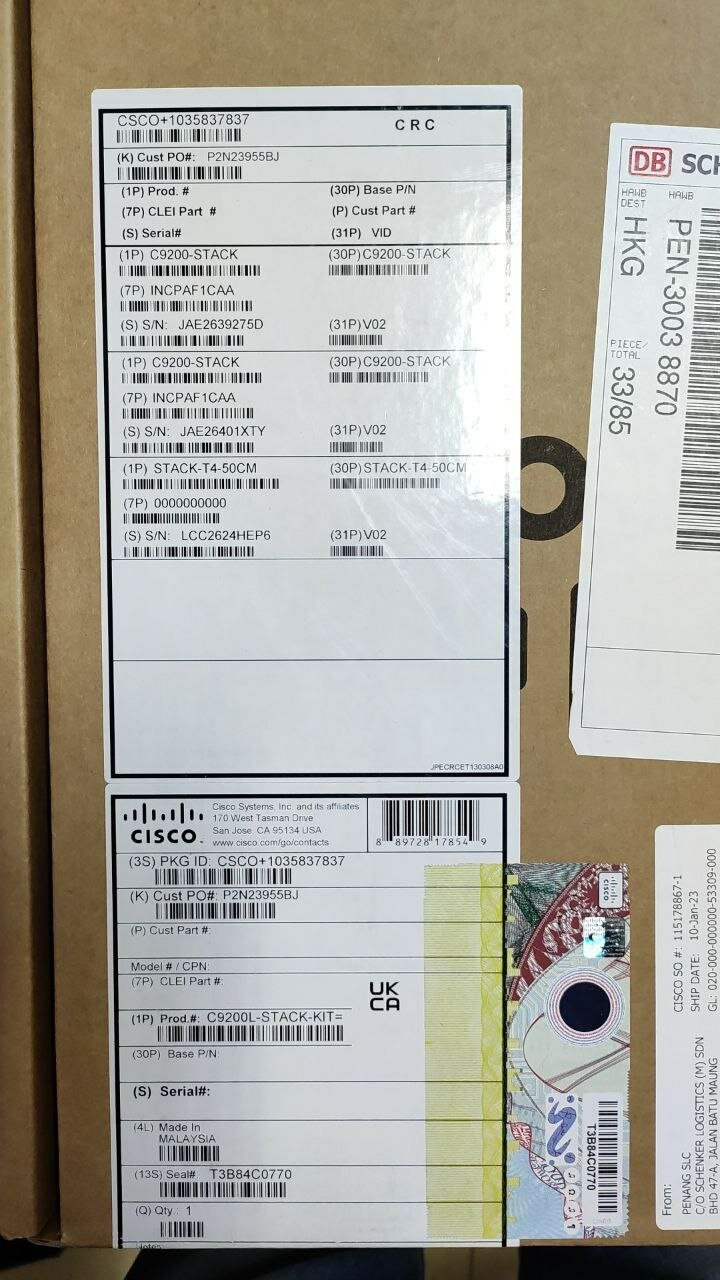 Модуль Cisco Catalyst 9200L-STACK-KIT, для коммутаторов серии C9200L, 50 см, серебристый — фото 1