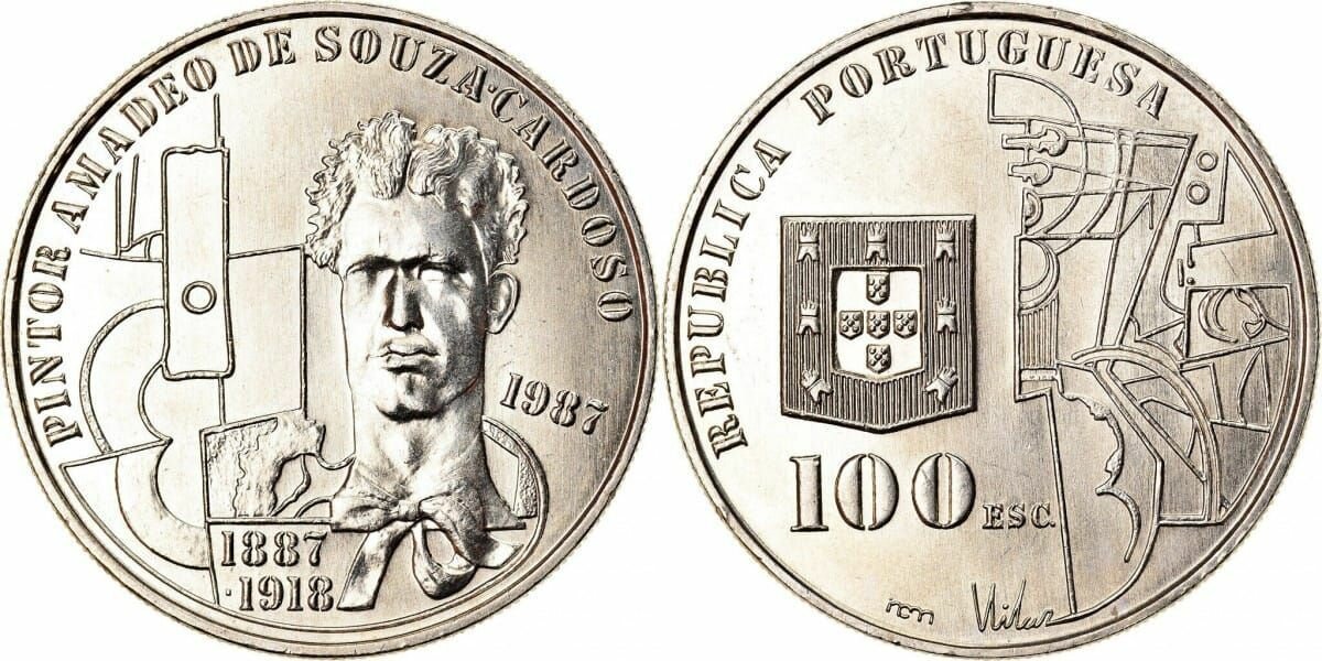 Португалия 100 эскудо, 1987 100 лет со дня рождения Амадеу ди Соуза-Кардозу