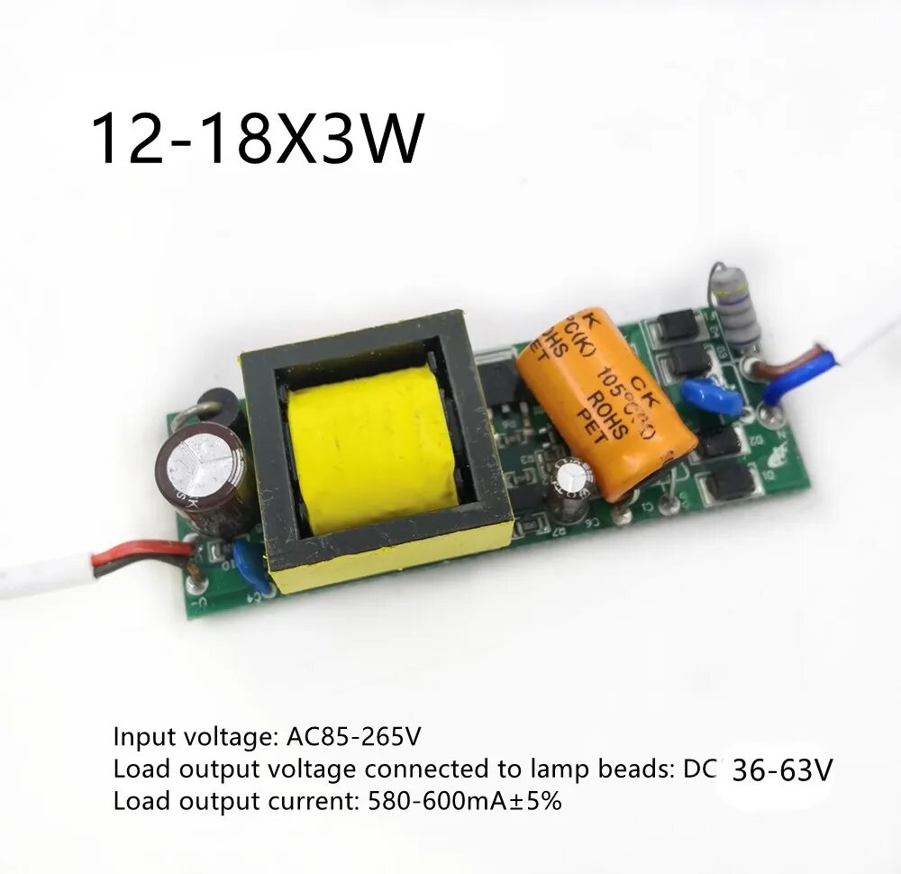 Светодиодный драйвер 12-18X3W, 85-265V, 36-63V