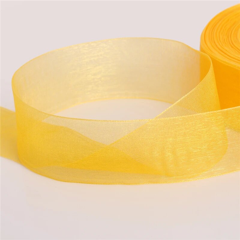 Ленты органза Hua Ming Ce 20 метров Желтый, Orange, 3mm 20yards