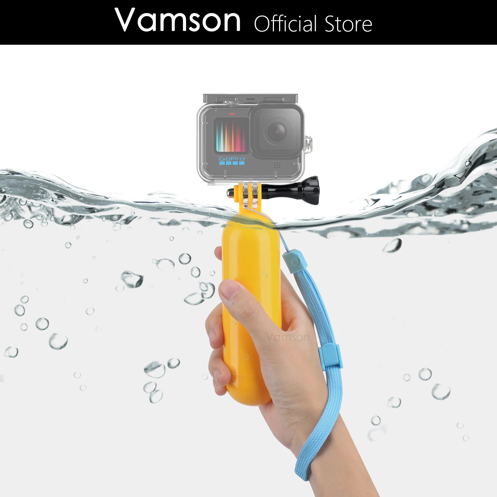Аксессуары Vamson для Go Pro, желтая водная плавающая ручка-монопод, штатив для Gopro Hero 11, 10, 9, 8, 7, 6, 5 4 для Dji action