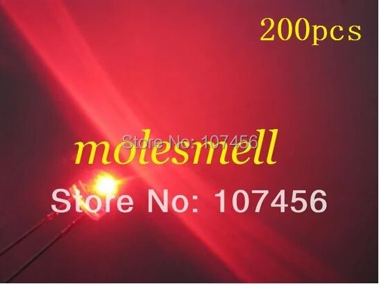 200 шт. 5 мм соломенная шляпа красный светодиод (2000 мкд) 5 мм прозрачный красный светодиодный светильник 5 мм соломенная шляпа красный светодиод широкоугольный светодиод