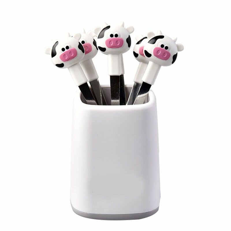 6 шт. набор фруктовых вилок для детей из нержавеющей стали с милыми животными