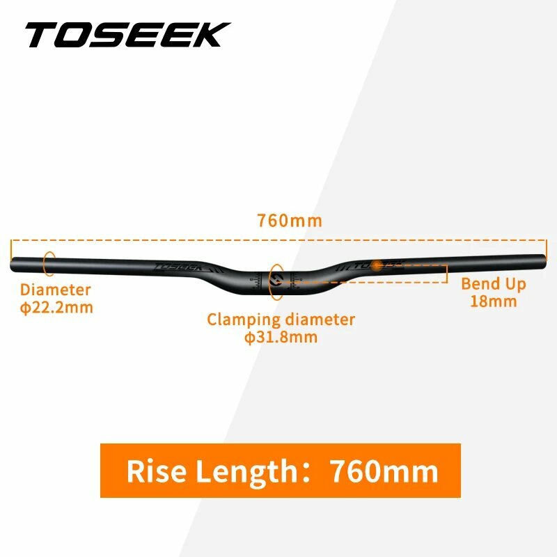 ТОSEEK Руль MTB из карбона 31.8*580-760 мм матовый черный Rise-760mm
