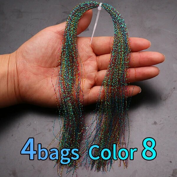 Витая Flashabou для вязания мух, бирюзовый, 4 упаковки, Color: 4 bags color n8