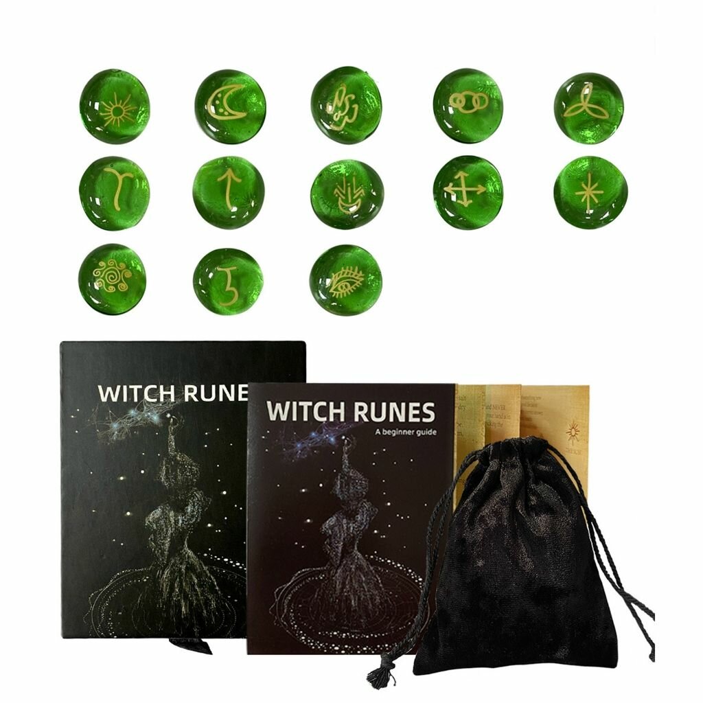 13 шт, стеклянные руны, камень, энергетические драгоценные камни, выгравированные карманные медитации, подарок для колдовства женщин и мужчин