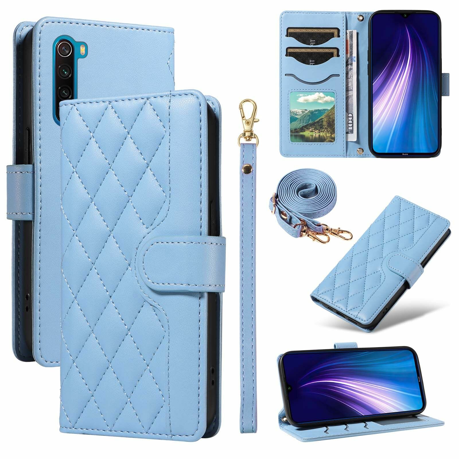 YIKATU Кожаный Чехол Для Xiaomi Redmi Note 8 и Note 8 (2021) / Редми Нот 8 и Редми Нот 8 (2021) С визитницей из экокожи, модный, против падения, подарочный, элитный, книжка