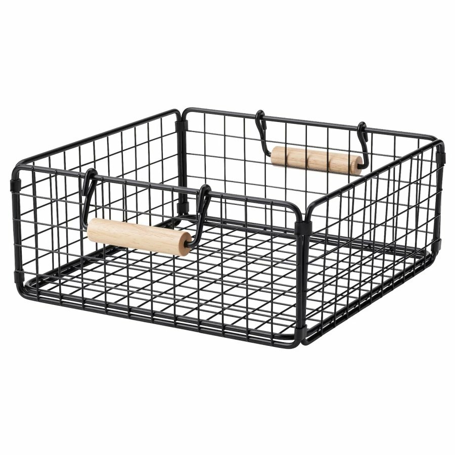 Корзина для хранения Икеа "Нэтаде", квадратная, черная, 28х28х12