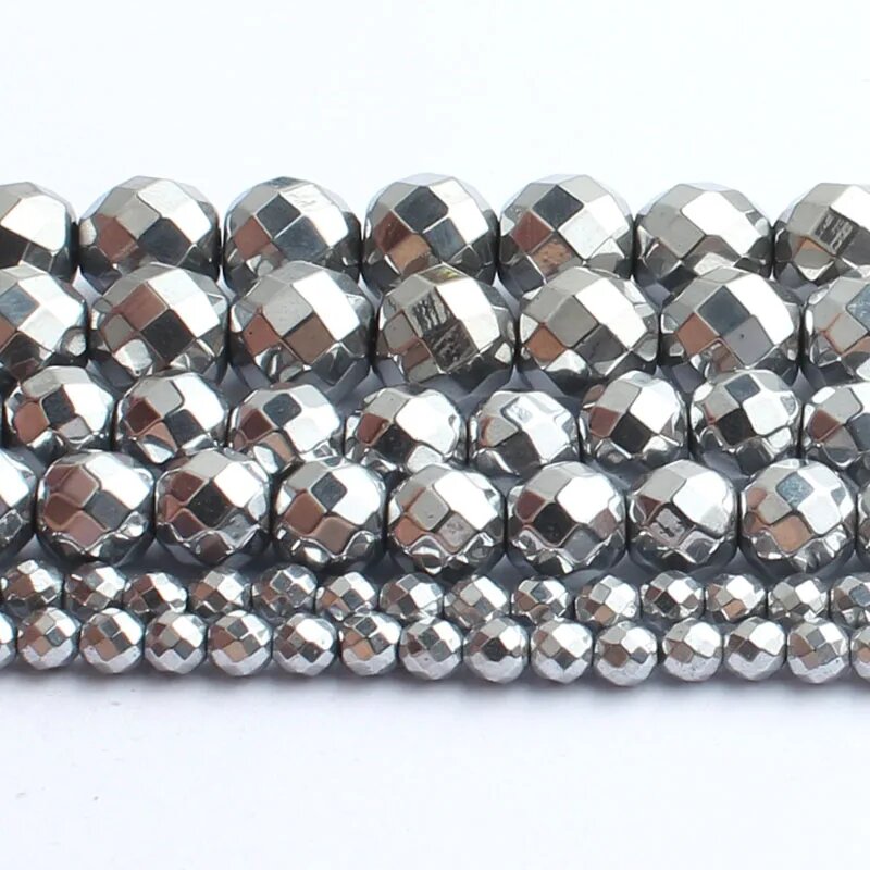 Бусины из гематита AOHAYOOMQ 2-10 мм Серебряный, 4mm about 91pcs, White K Hematite