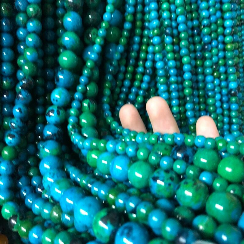 Круглые бусины из хризоколлы 4/6/8/10/12 мм 6mm approx 63beads