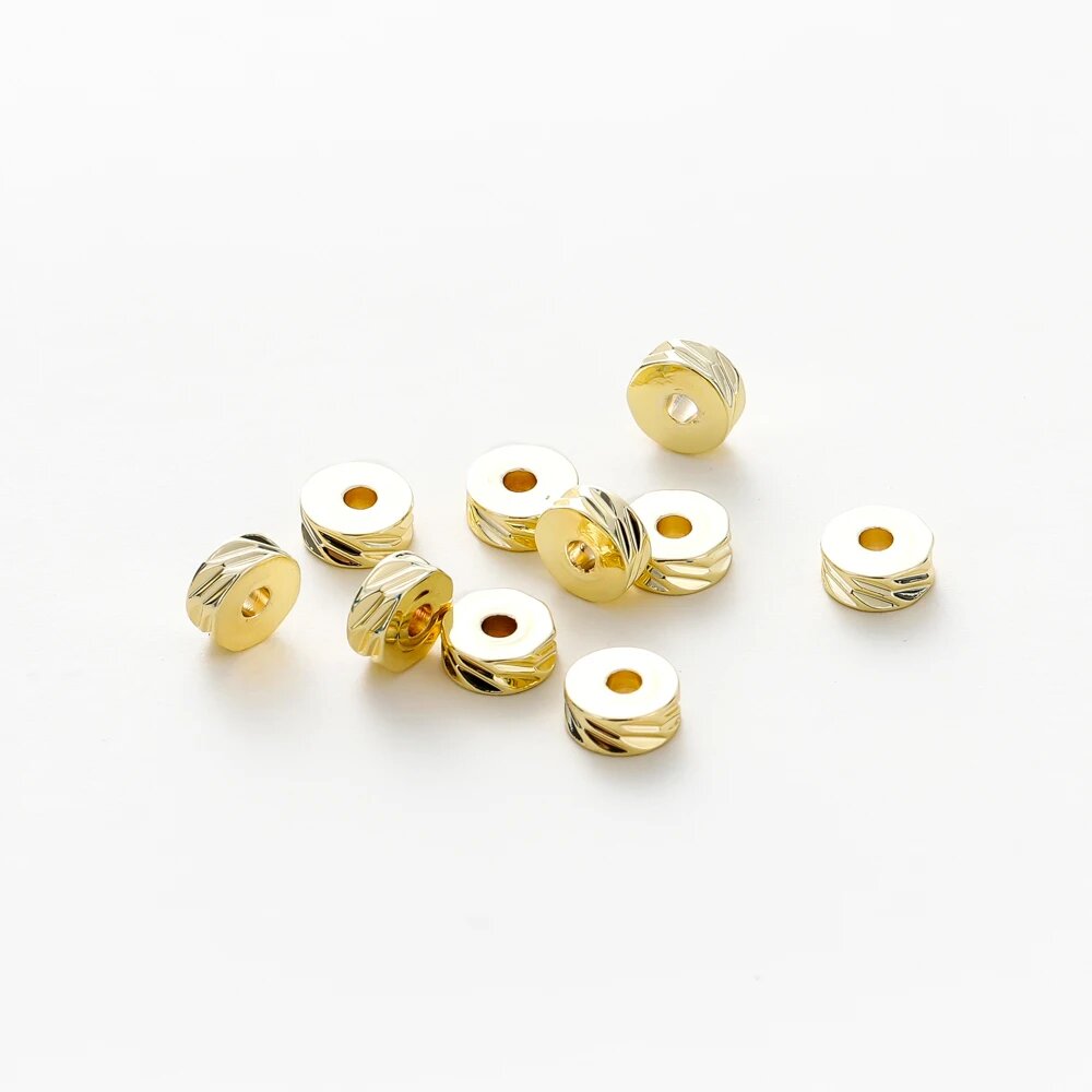 Латунные плоские круглые бусины-разделители St.kunkka 4 мм, 5 мм, 6 мм, 14K, 18K