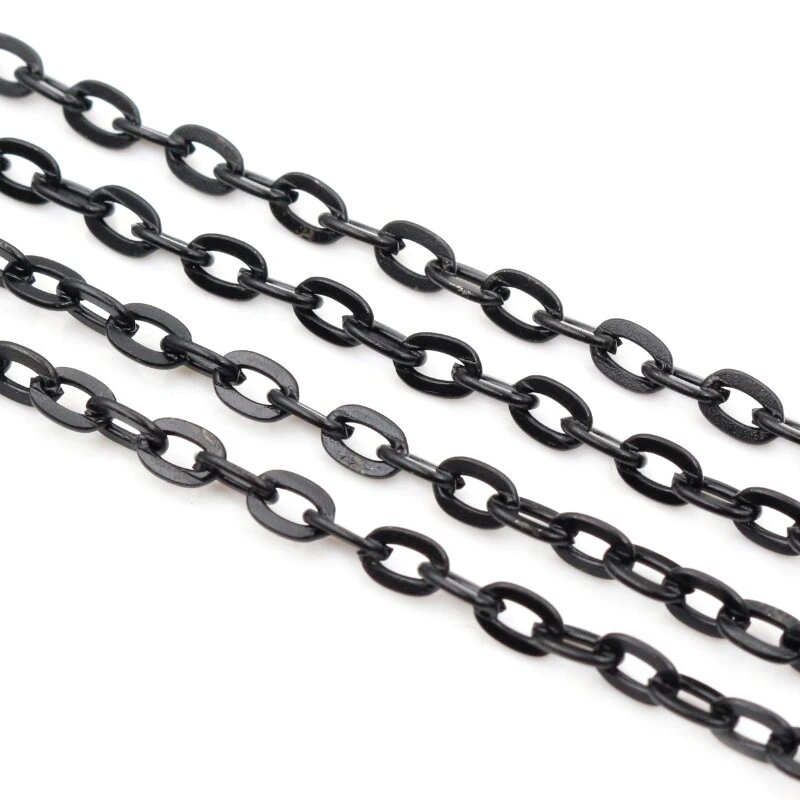 Позолоченные железные кабельные цепи для бижутерии 5 метров Черный, 3x2mm, Black