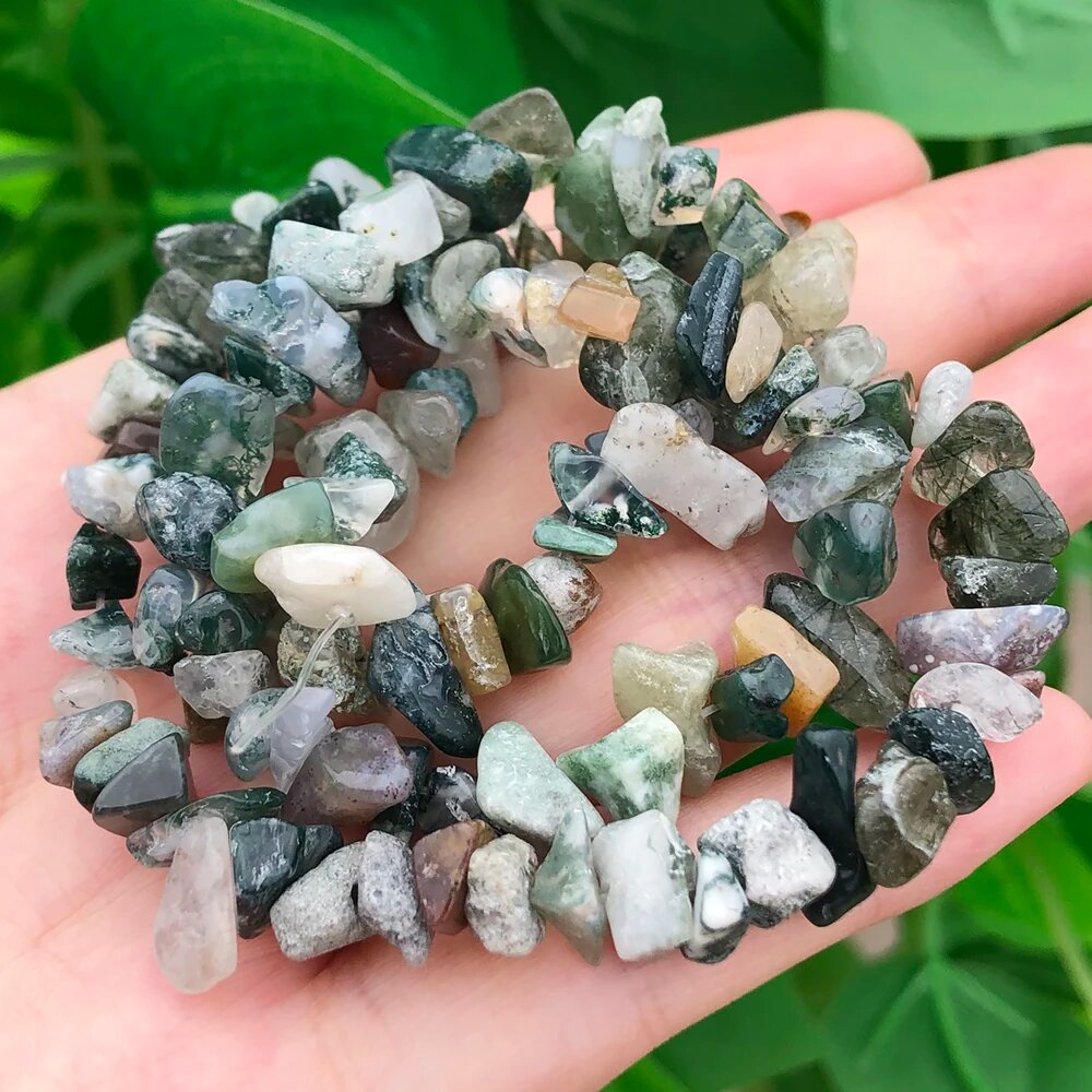 Браслет из изумрудного жадеита Grass Agates 5-8 мм