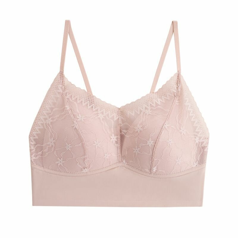 Премиум весенне-летний дышащий тонкий кружевной сексуальный бюстгальтер с фиксированной чашкой, антиэкспозиционный, без бретелек, с пэчворком, цельный