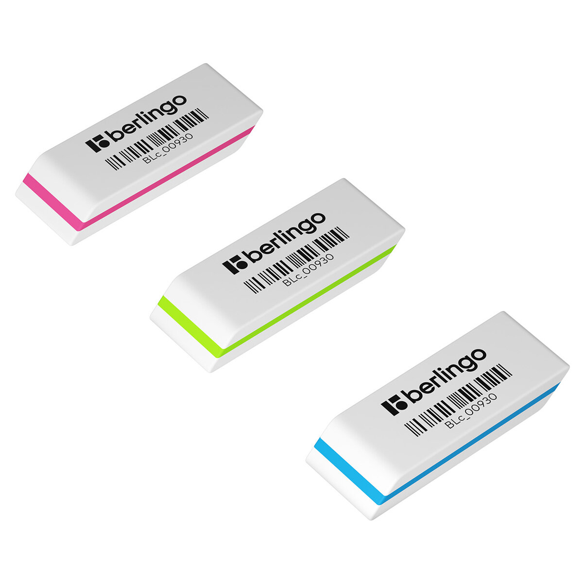 Комплект 36 шт, Ластик Berlingo "Eraze 930", прямоугольный, скошенный, 50*19*8мм