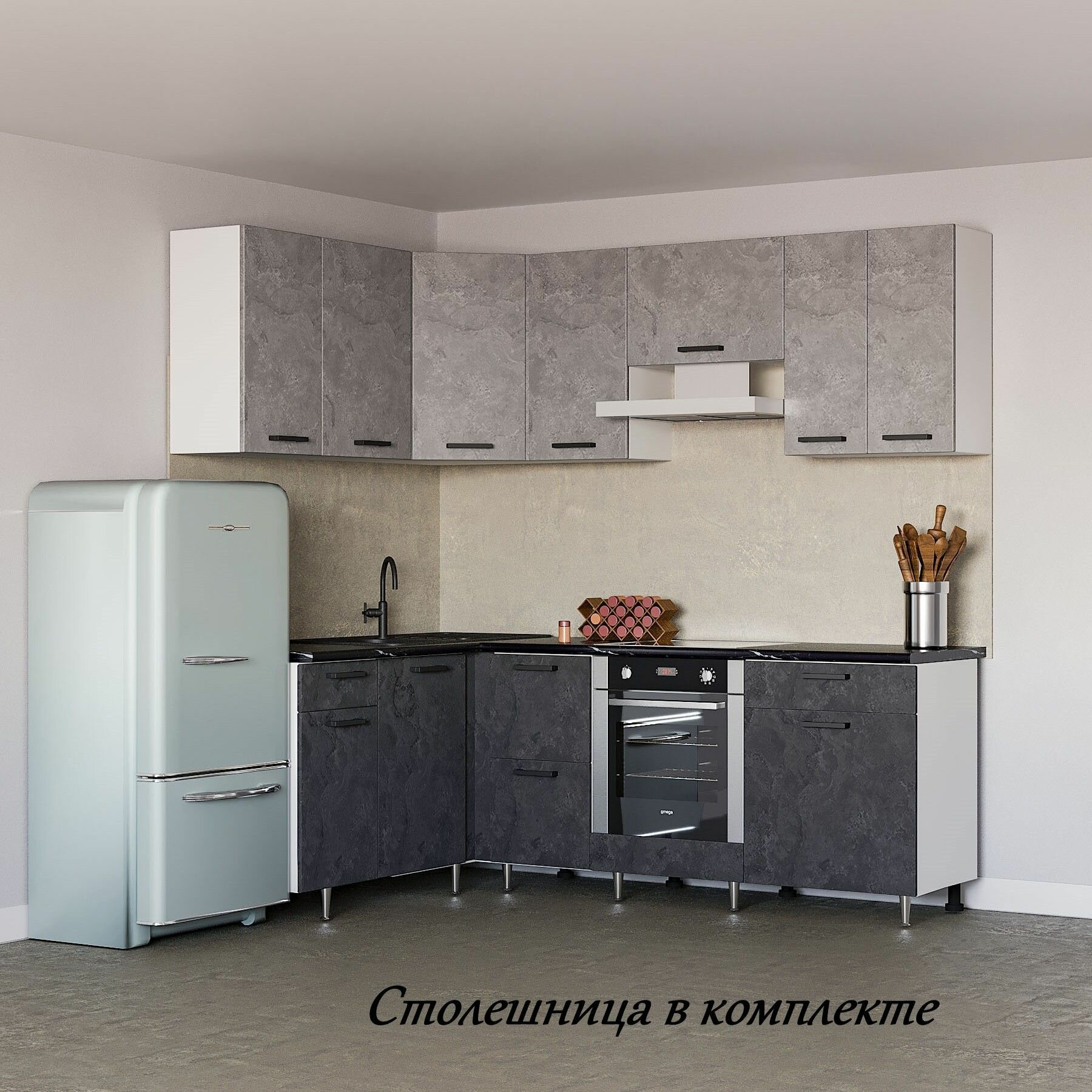 МИФ Кухонный гарнитур, ЛДСП, 370х60х215 см