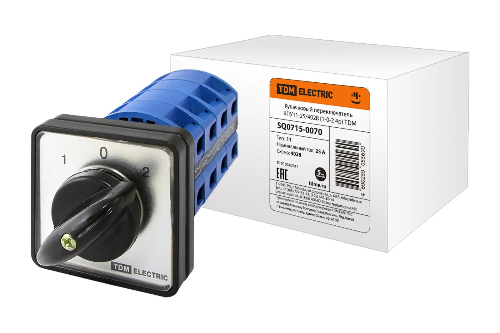 Кулачковый переключатель КПУ11-25/4028 (1-0-2 4р) TDM (1 шт) {SQ0715-0070}