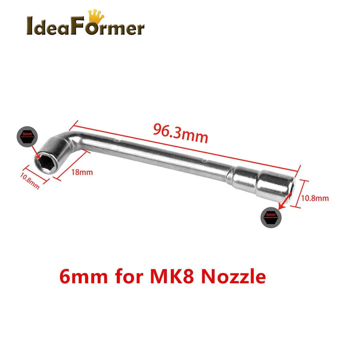 L-образный ключ IdeaFormer для сопла MK8/V6 6/7 мм 6mm for mk8 nozzle