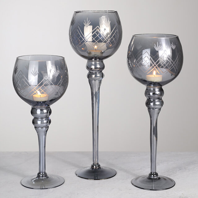 Набор стеклянных подсвечников - бокалов Эрмеильфа 30-40 см, 3 шт, Boltze, 2006088