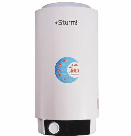 Водонагреватель STURM WH3015BR (15л, 3кВт, 30-75гр, нагрев до 50гр за 16мин, под раковину круглый)