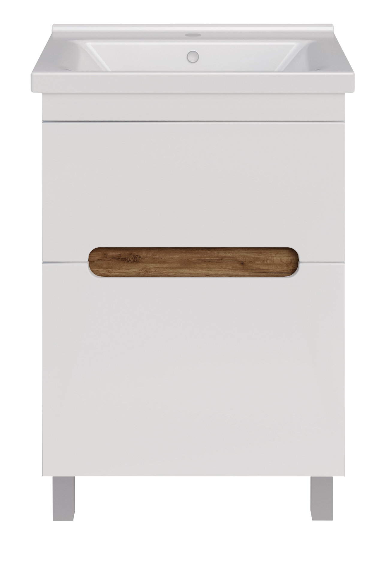 Тумба для ванной ASB-Woodline "Вита", с раковиной, белая/дуб золотой