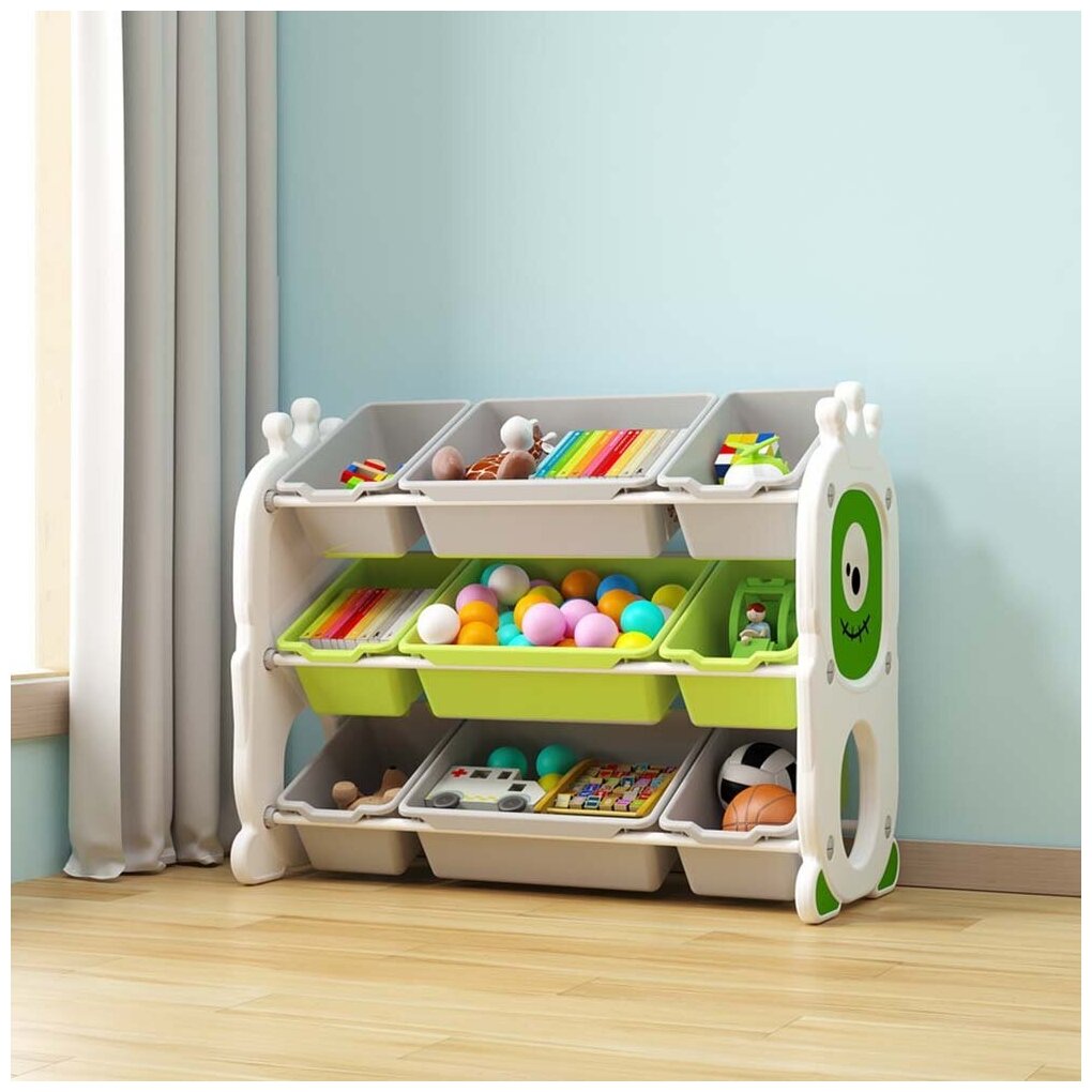 Стеллаж для игрушек Pituso с ящиками Funny Green/Лайм