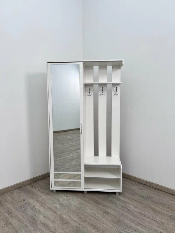 Прихожая Ларго-2 (2100х1150х420), белая универсальная сборка на правую и левую сторону