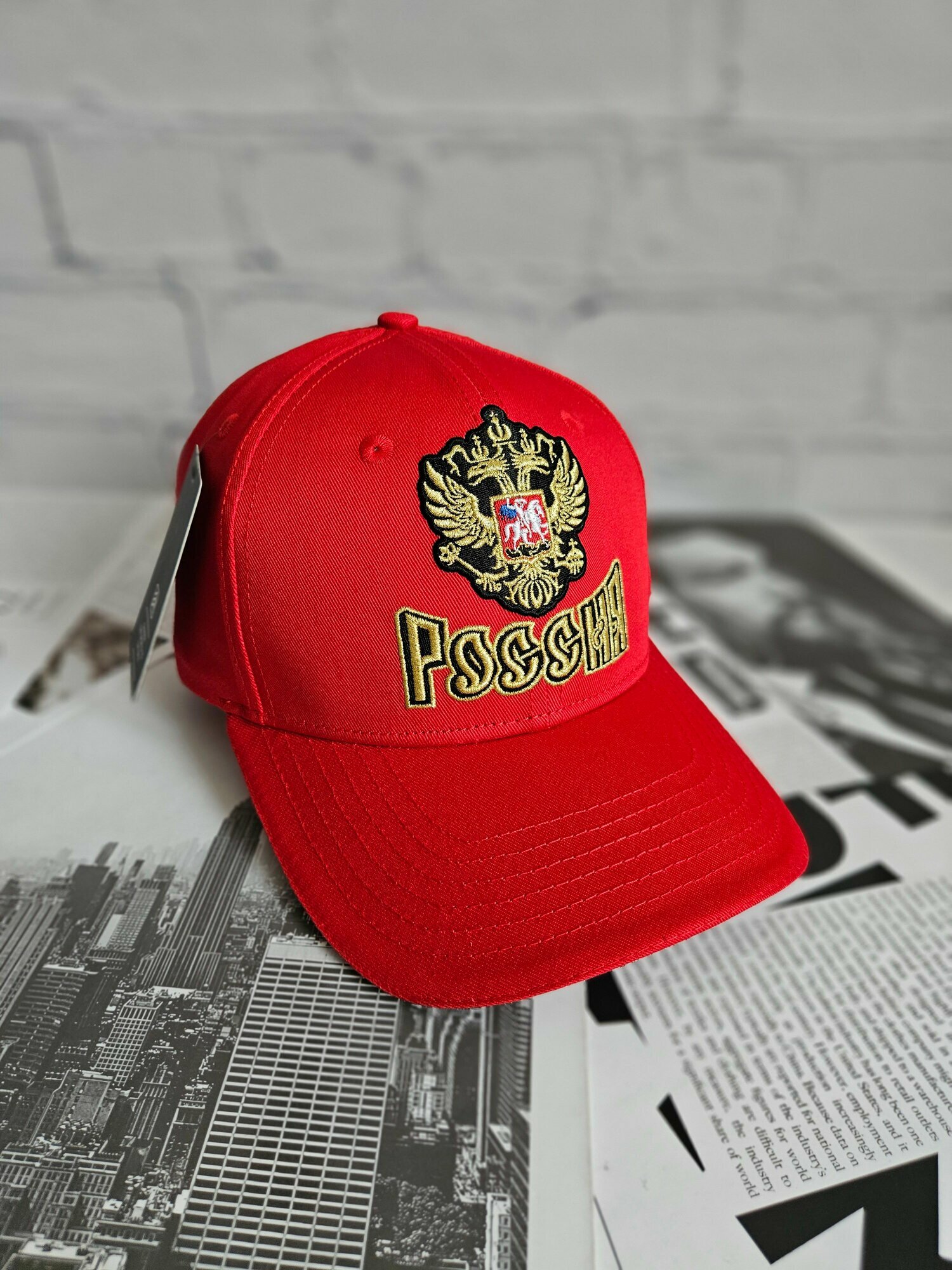 Бейсболка с гербом России и флагом России 100% хлопок, размер 56-60