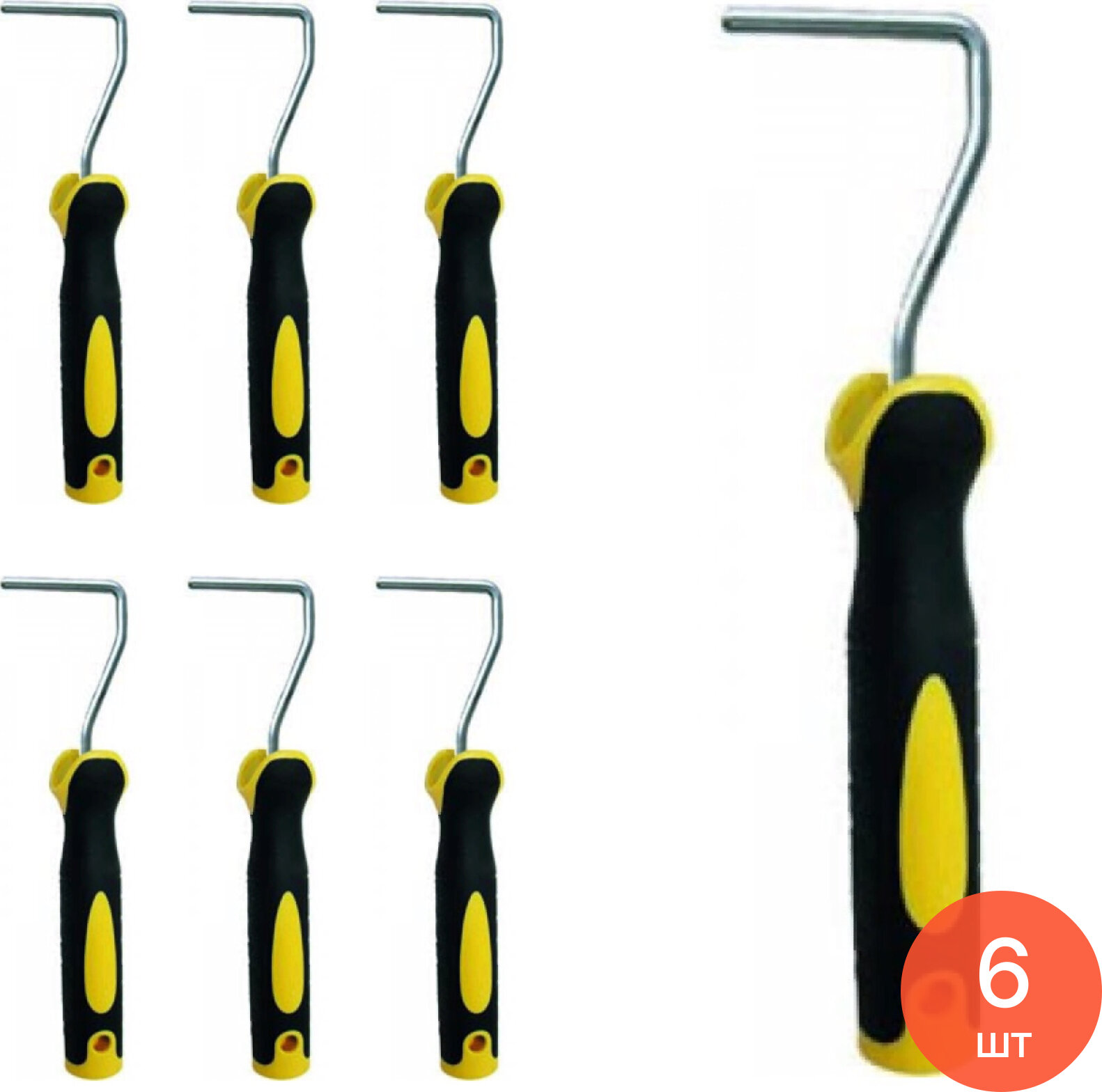 Ручка для валика 888 бюгель мини хромированная из металла, резины и пластика, диаметр 6мм, длина 190мм / строительство и ремонт (комплект из 6 шт)