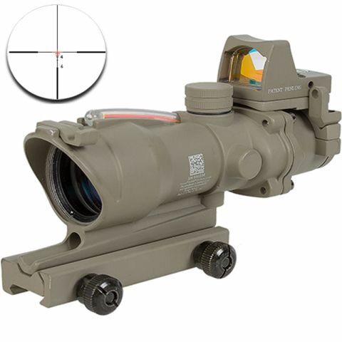 Оптический прицел FireWolf 4х32 с сеткой, дли винтовки, красный маркер. Для страйкбольного, пневматического и охотничьего оружия