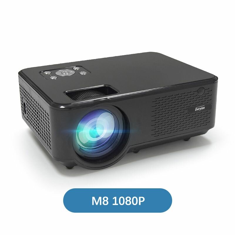 Проектор everycom m8 1080p мини-светодиодный для домашнего кинотеатра full hd 5500 люмен 5g wifi многоэкранный смартфон с жк-дисплеем pico movie