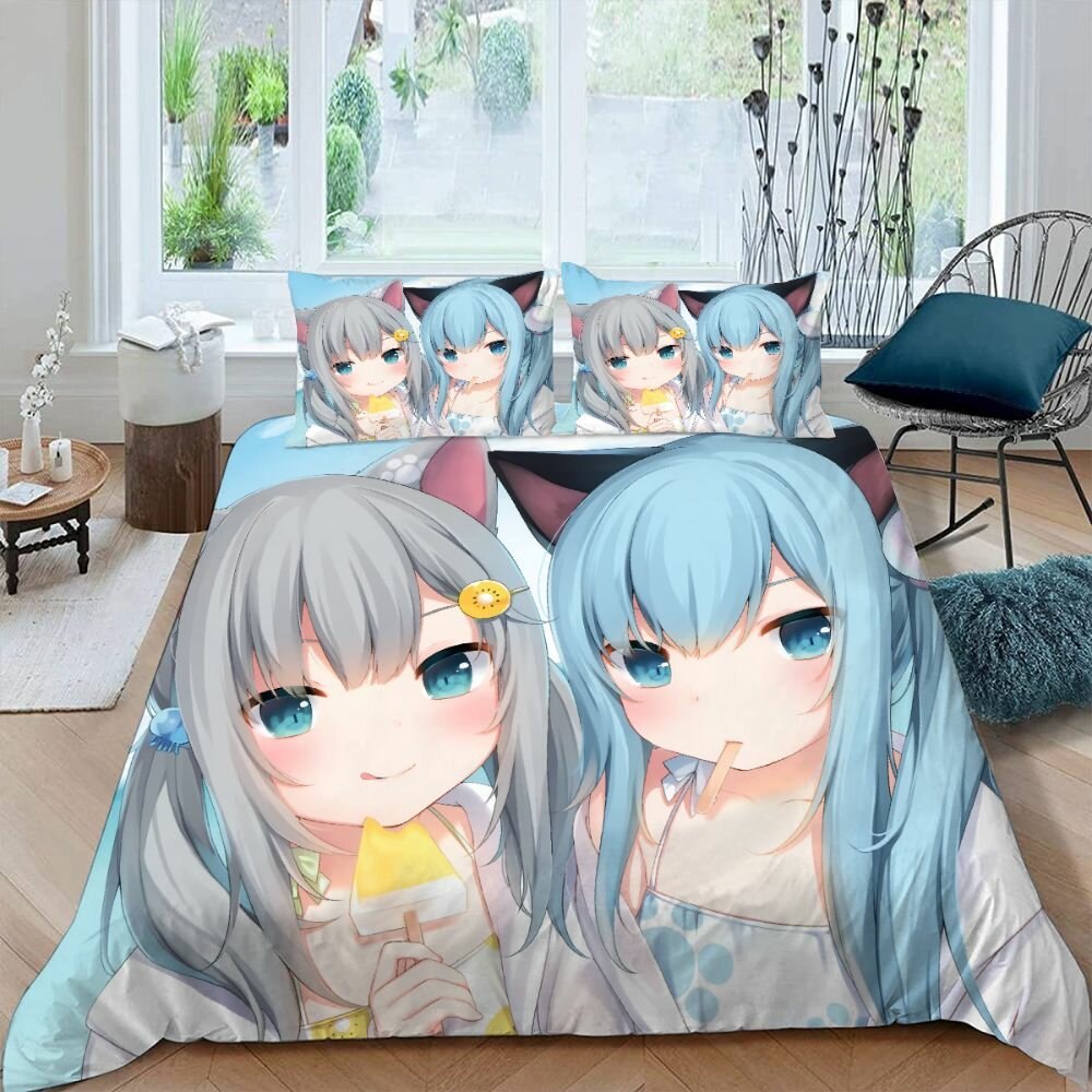 Постельное белье 1,5 спальное / 2-х , Пододеяльник, Аниме девушка