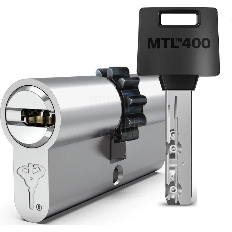 Цилиндровый механизм (личинка для корпусов замков, входных и межкомнатных) Mul-T-Lock (Израиль) ключ-ключ серии MTL400 никель + шестерня 31/40