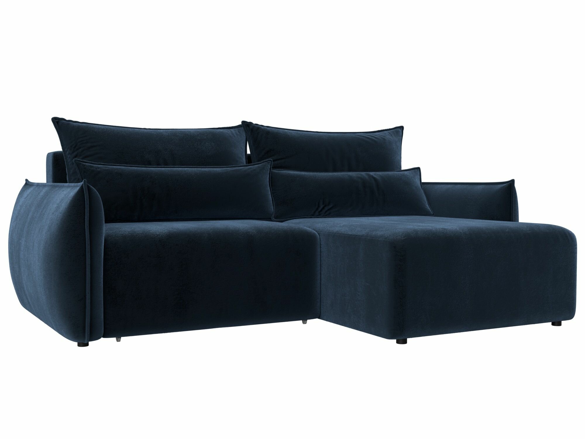 Диван угловой Luna НПБ угол универсальный, велюр, 226x160x96, синий
