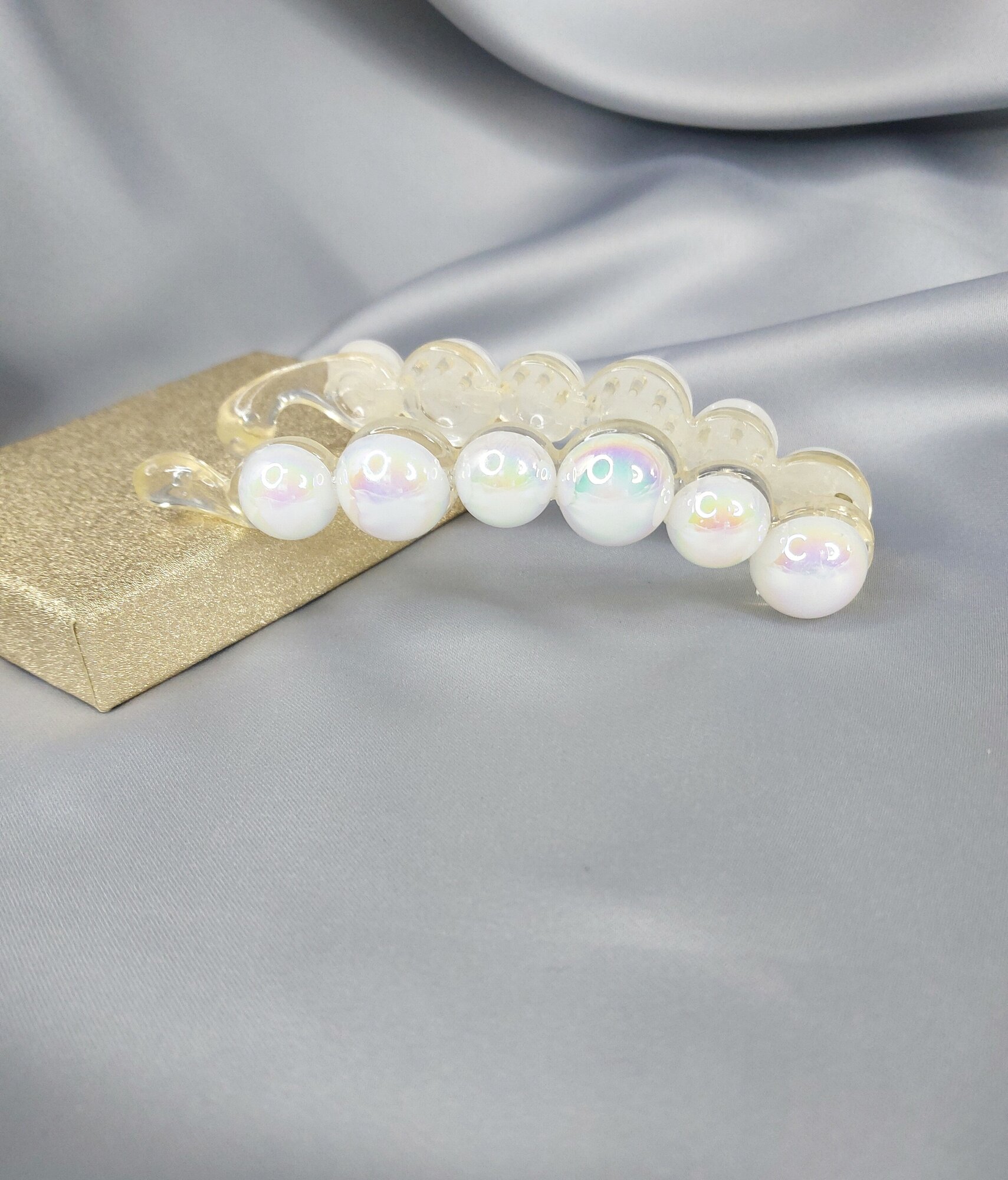 Заколка-банан для волос с жемчугом, женская пластиковая жемчужная